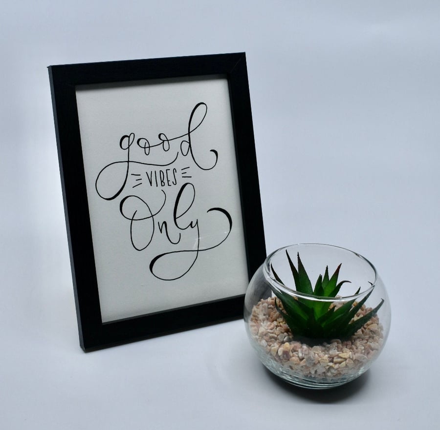 Good Vibes Only - Framed 5x7" - Hand drawn... - Folksy