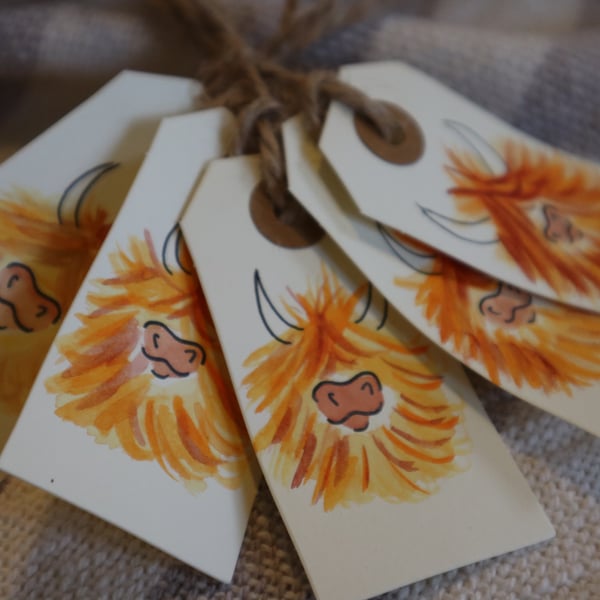 Highland cow gift tags - 5 tags - Folksy