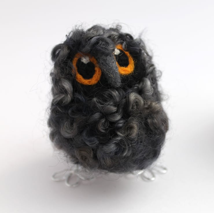 Dark Grey Needle felted Owl Baby - Folksy