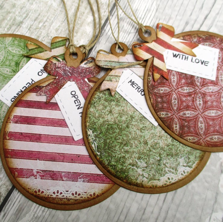 Bauble Vintage Style Christmas Gift Tags set of 4 - Folksy