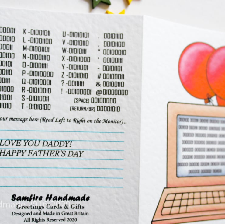 Father's Day Card Love You Daddy Binary Greetin... - Folksy