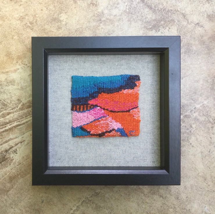Framed handwoven tapestry weaving, wall art in ... - Folksy