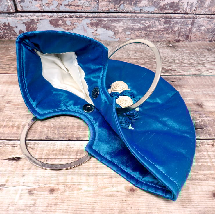 Blue silk decorated evening bag. Wedding bag. P... - Folksy