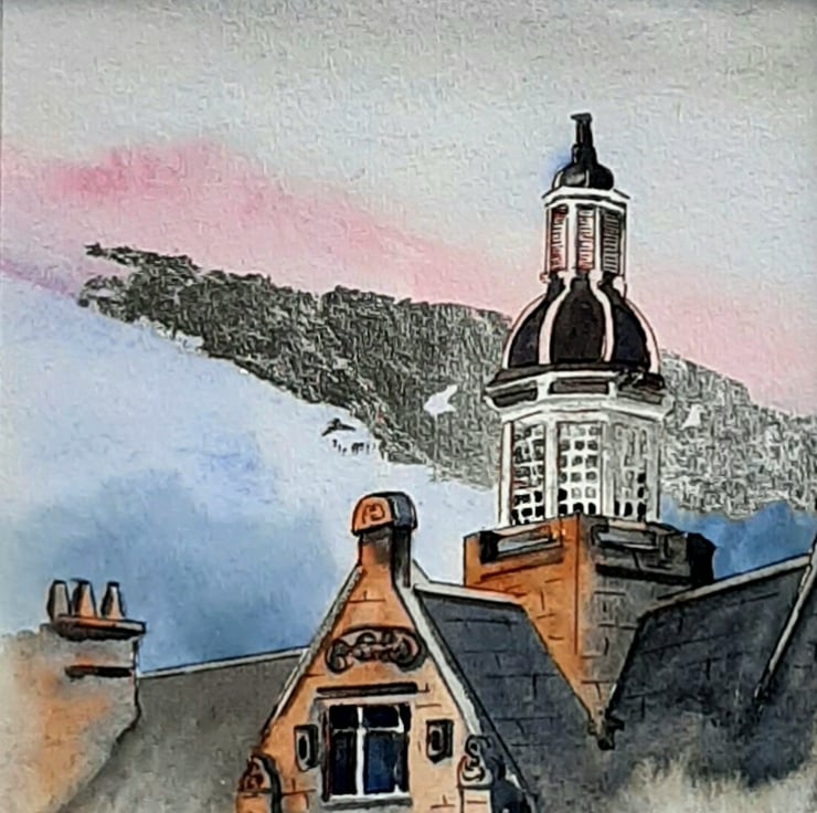 Original Watercolour with Silver Leaf. Architec... - Folksy