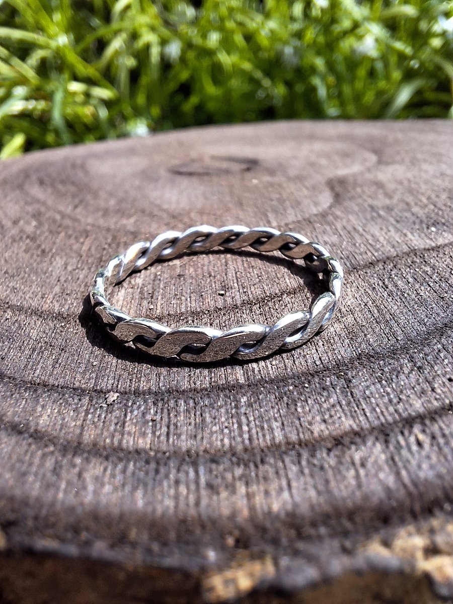 Beaten Silver Twist Ring - Folksy