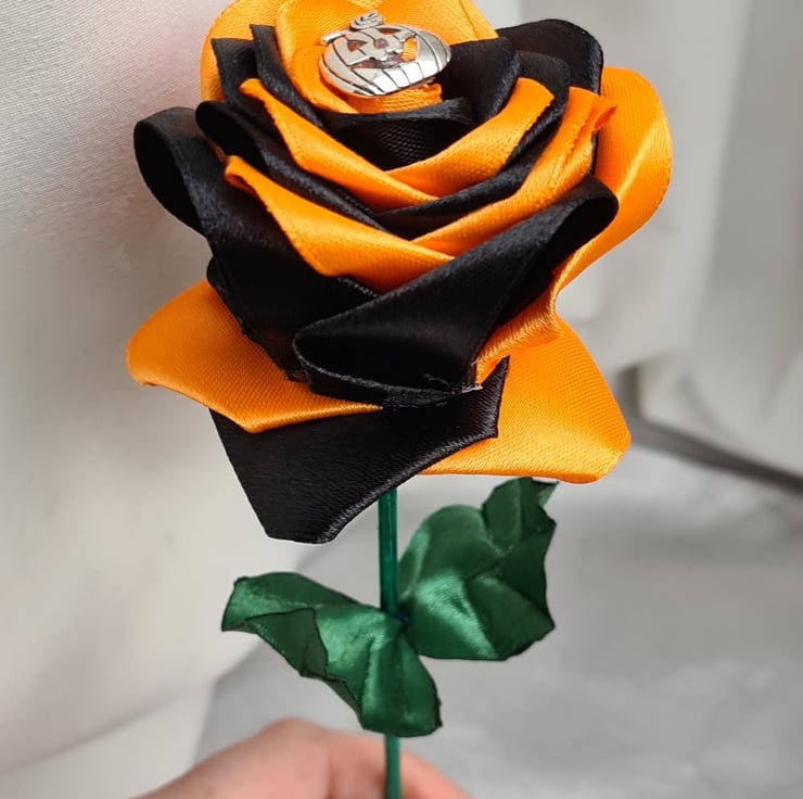 Gorgeous Handmade Pumpkin Ribbon Rose - Long St... - Folksy