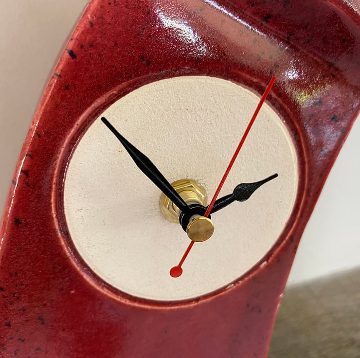 Table Clock, Red Clock, Shelf Clock, Mantle Clock - Folksy