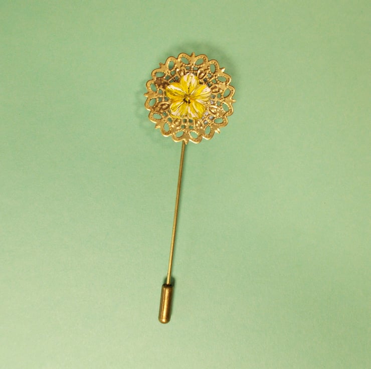 Spring PRIMROSE PIN Bronze Tone Filigree Weddin... - Folksy