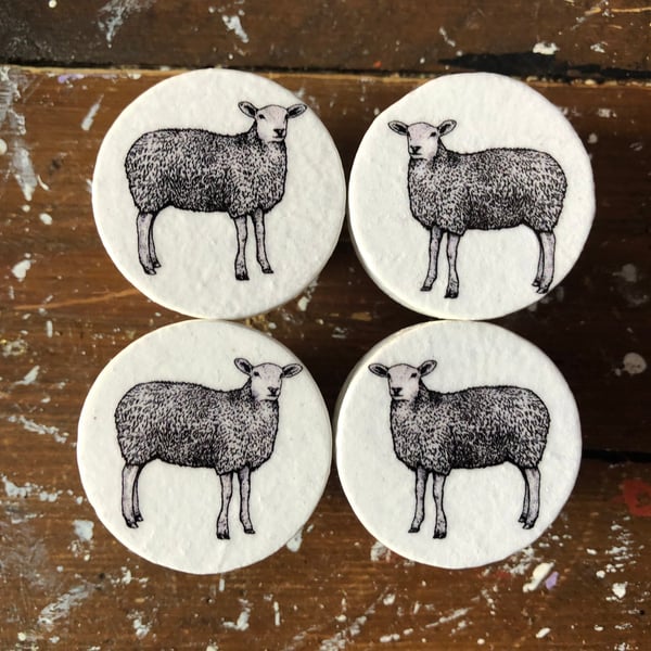 Handmade sheep Ewe pine door knobs wardrobe dra... - Folksy
