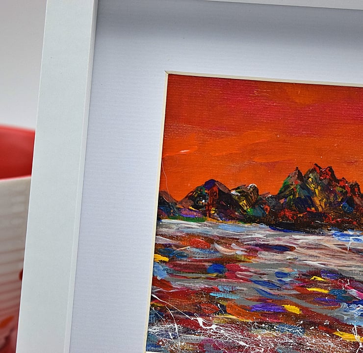 Framed landscape painting - mountain landscape ... - Folksy