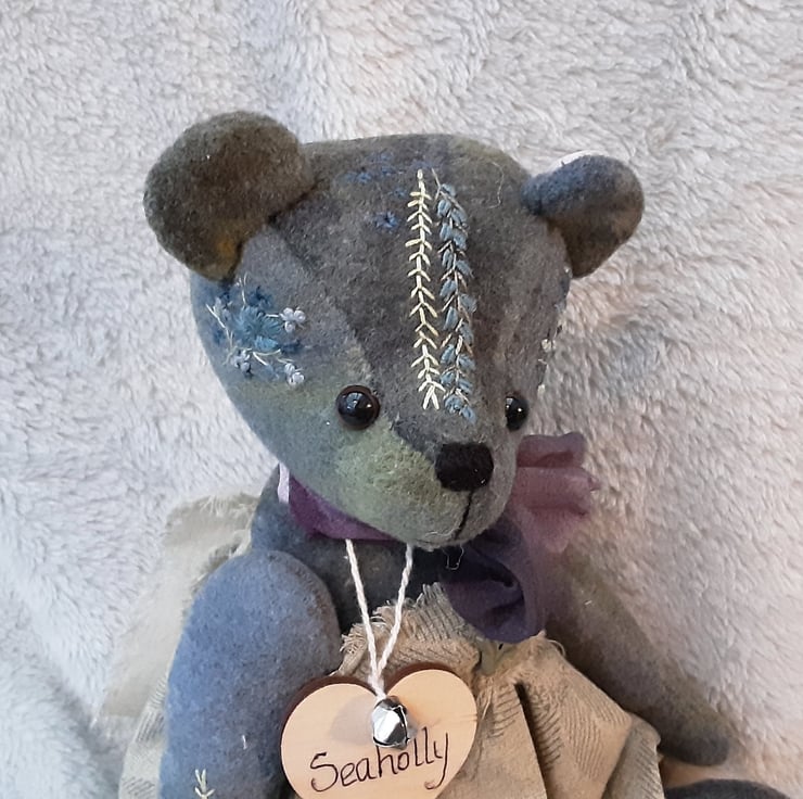SOLD Hand embroidered teddy bear, one of a kind... - Folksy