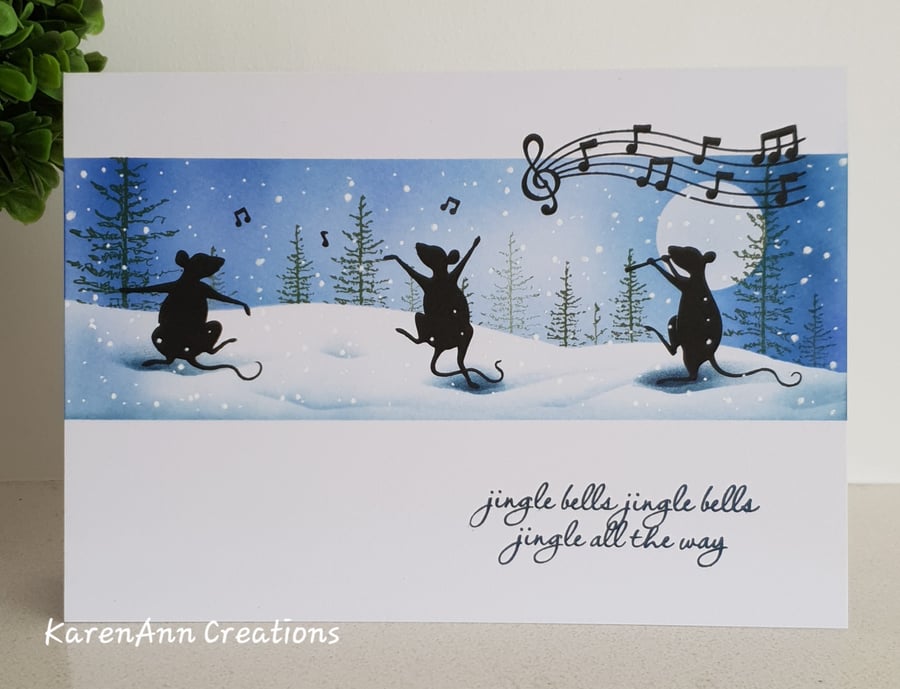 Christmas card woodland mice - Folksy