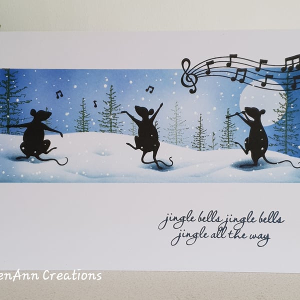 Christmas card woodland mice - Folksy
