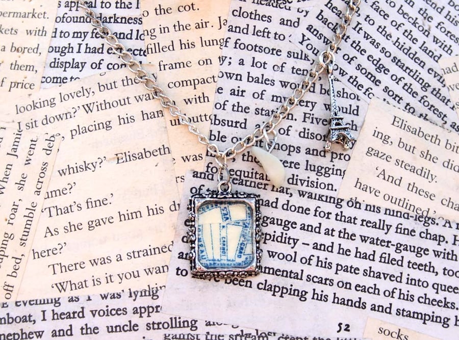 Silver Charm Paris Map Eiffel Tower Necklace - Folksy