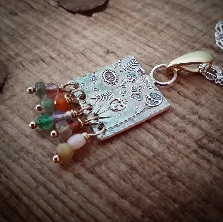 Spring Flower - Multi Gemstone Silver Necklace, - Folksy