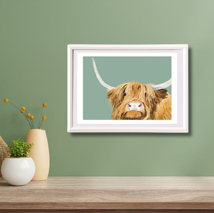 Highland Cow Art Print highland cow drawing ill... - Folksy