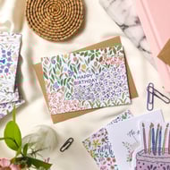 Happy Birthday Spring Flowers Card - Folksy