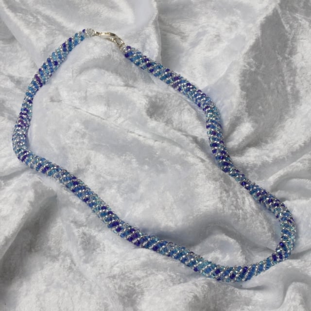 Shades of Blue Russian Spiral Necklace - Folksy