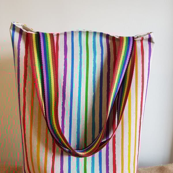 Rainbow Tote bag with long handles - Folksy