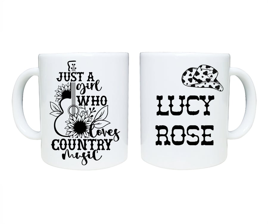 Country music lover mug gift, just a girl who l... - Folksy