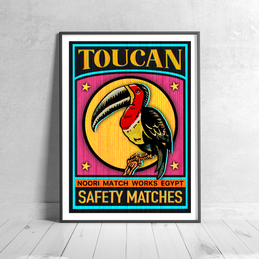 Toucan Safety Matches Art Print (A4 or A3) - Folksy