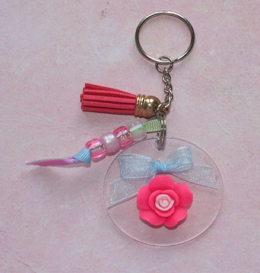 Rose and bow keyring - Folksy
