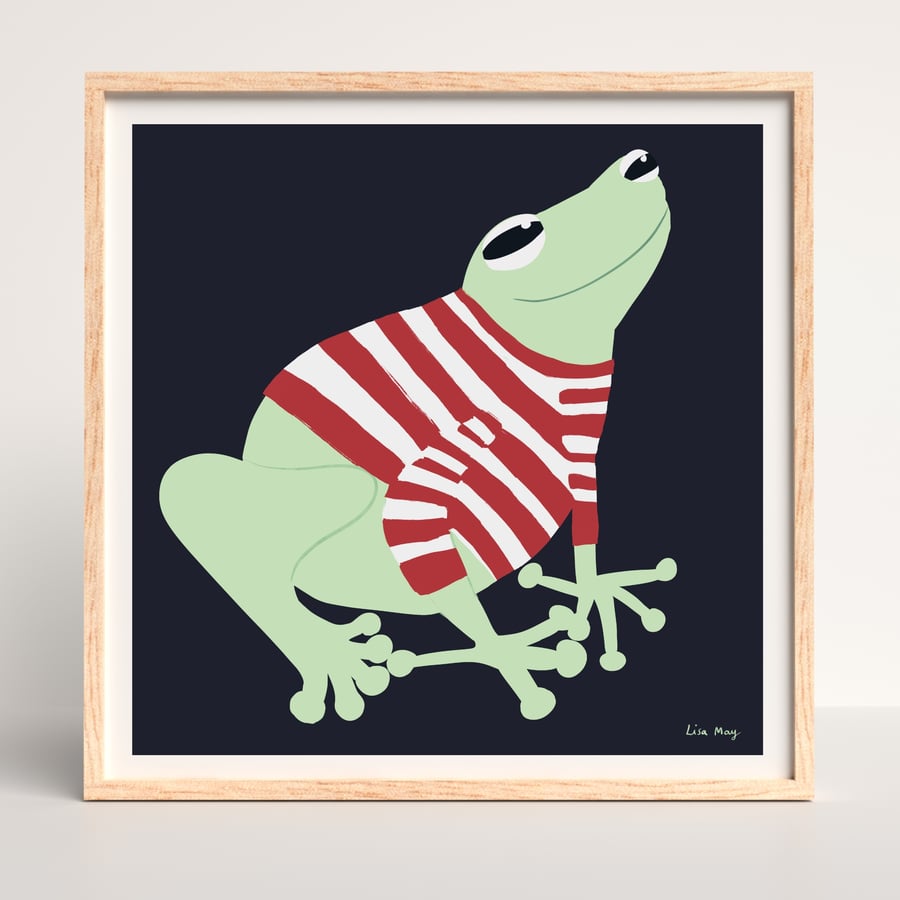 16" x 16" Poster - Cute frog wearing ... - Folksy
