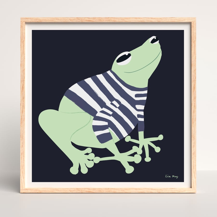 16" x 16" Poster - Cute frog wearing ... - Folksy