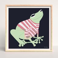 16" x 16" Frog Poster - Folksy