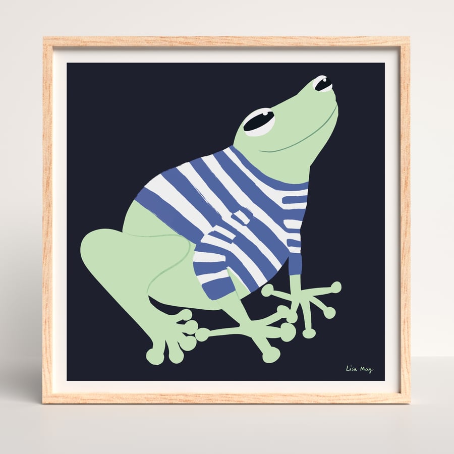 16" x 16" Poster - Cute frog wearing ... - Folksy