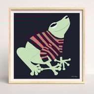 16" x 16" Frog Poster - Folksy