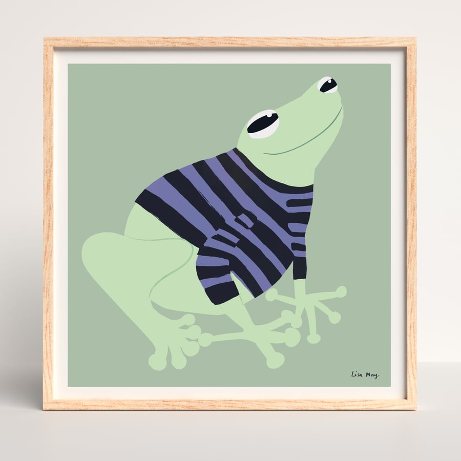 16" x 16" Frog Poster - Folksy