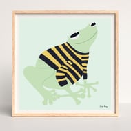 16" x 16" Poster - Cute frog wearing ... - Folksy