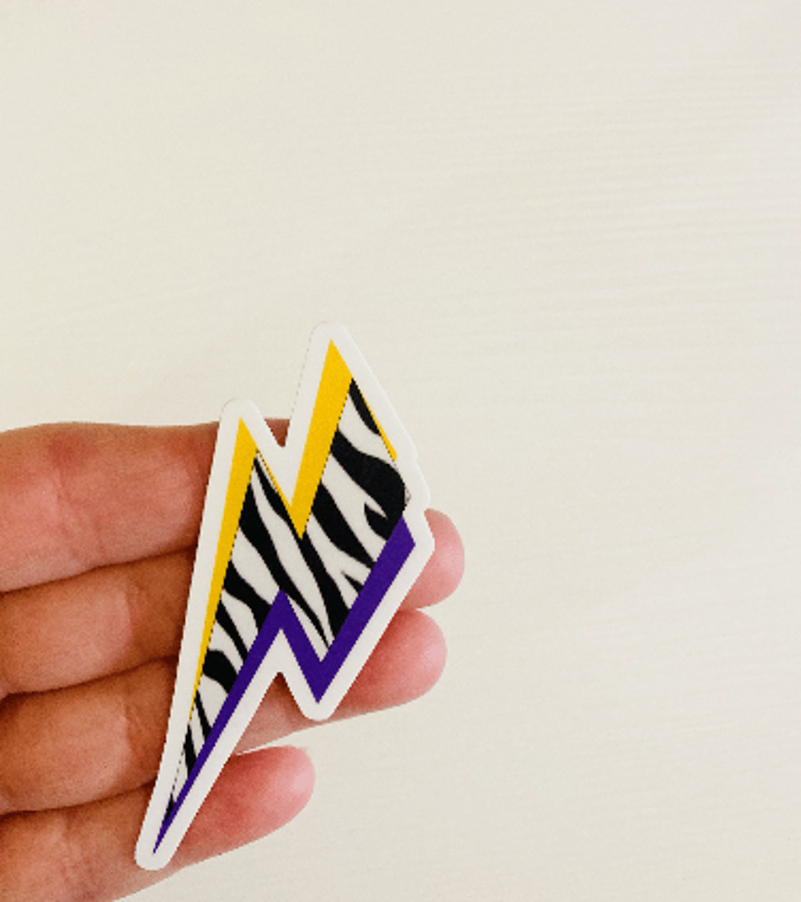Thunderbolt sticker zebra print 5 pack die cut ... - Folksy