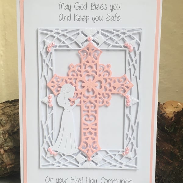 First Holy Communion girls handmade card - Folksy