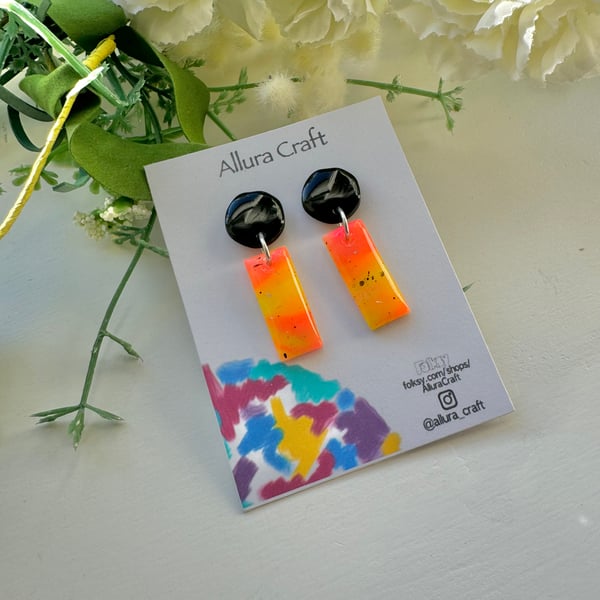 Neon Sunset Merge Earrings - Folksy