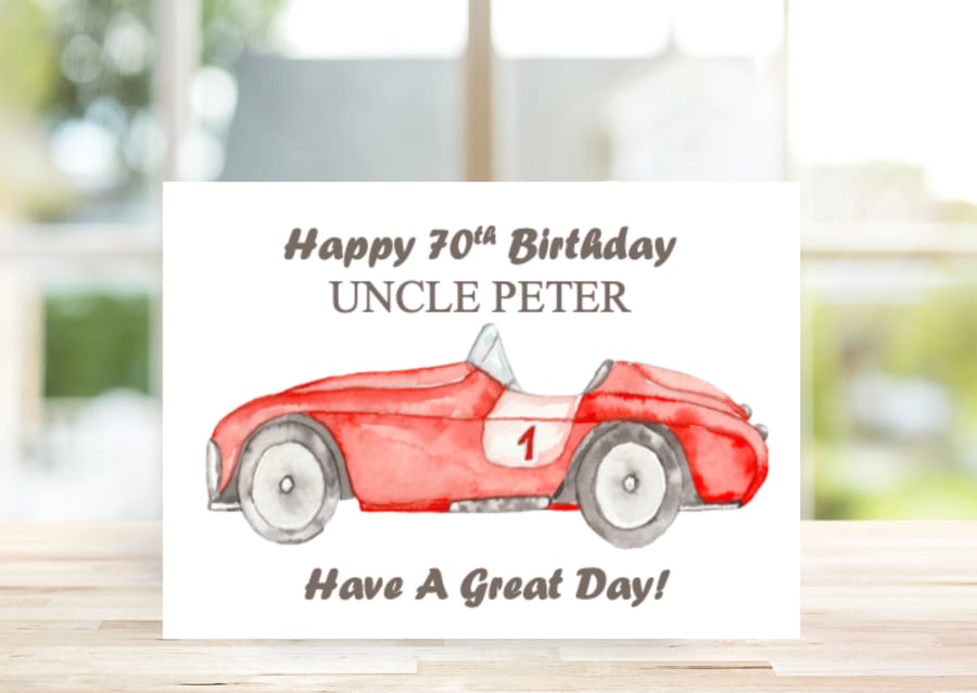 Personalised Retro Racing Car Birthday Card, Re... - Folksy