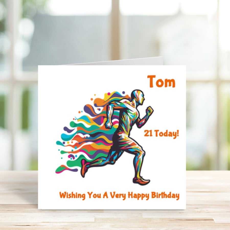 Personalised Male Runner Birthday Card - Folksy