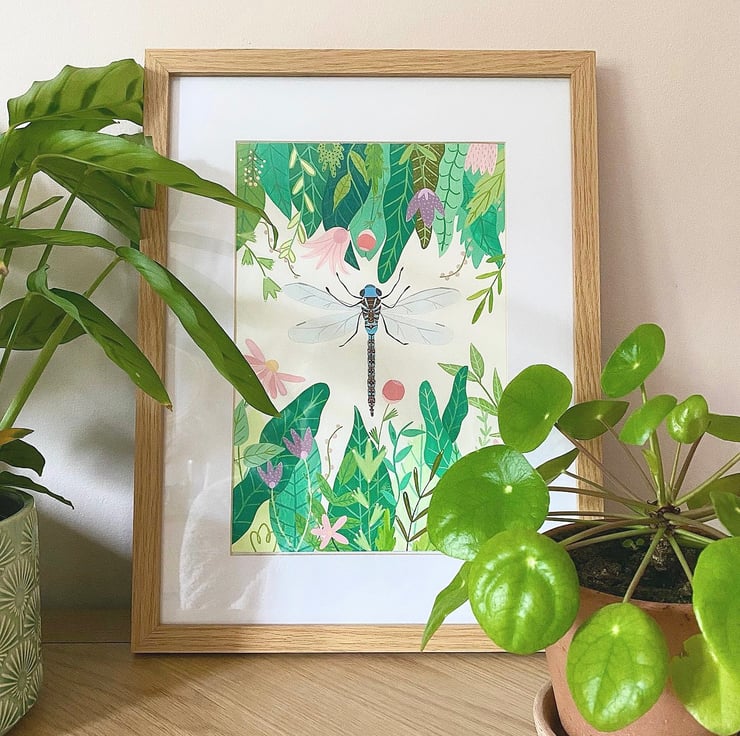Dragonfly Art Print, Insect Print, Botanicals, ... - Folksy