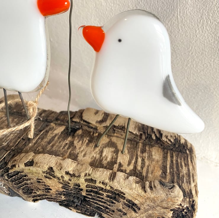 Unique fused glass bird seagulls ornament figur... - Folksy