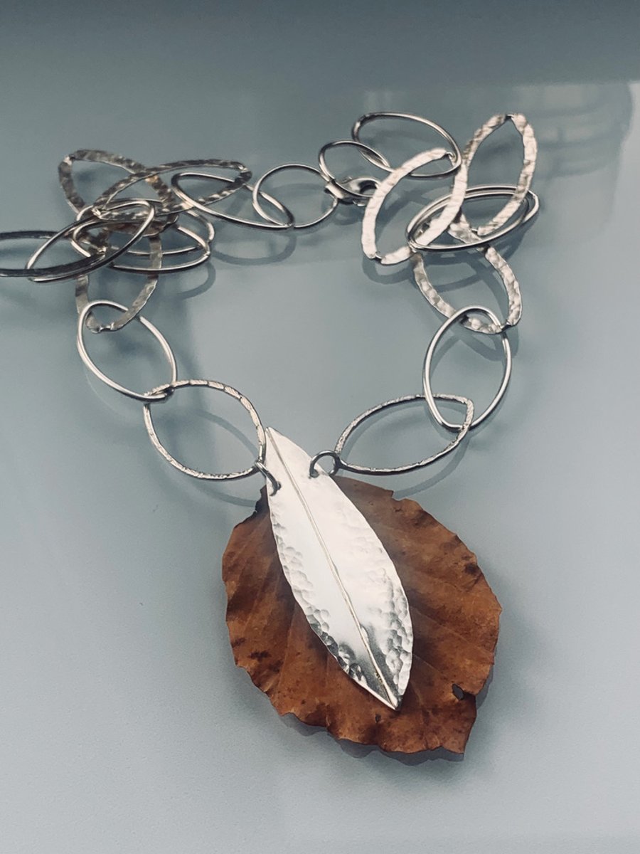 Recycled Sterling Silver Handmade Leaf Design... - Folksy