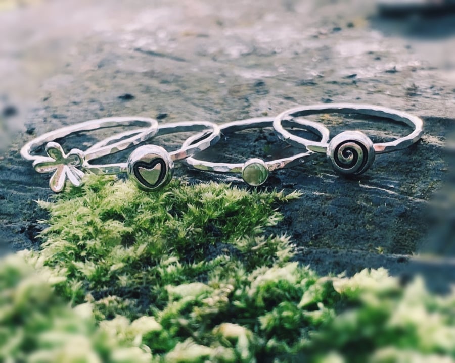Recycled Handmade Sterling Silver Stacking Rings - Folksy