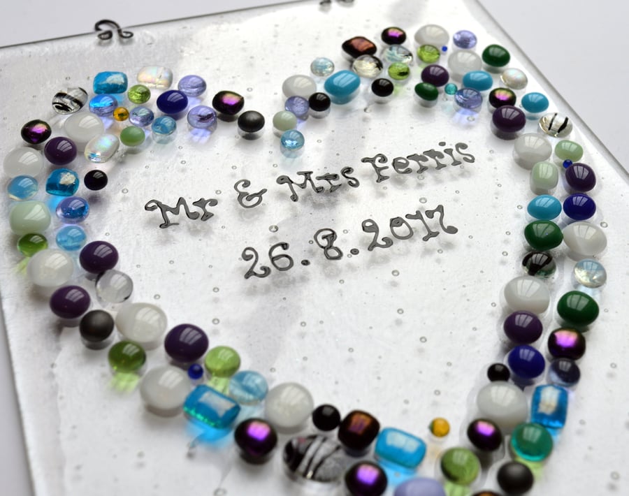 Glass Pebble Heart Commemorative Wall Hanging -... - Folksy