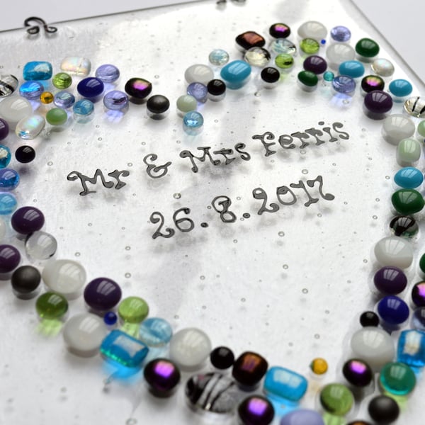 Glass Pebble Heart Commemorative Wall Hanging -... - Folksy