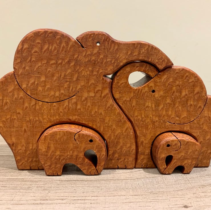 Gorgeous elephant family, set of 3 or 4 wooden ... - Folksy