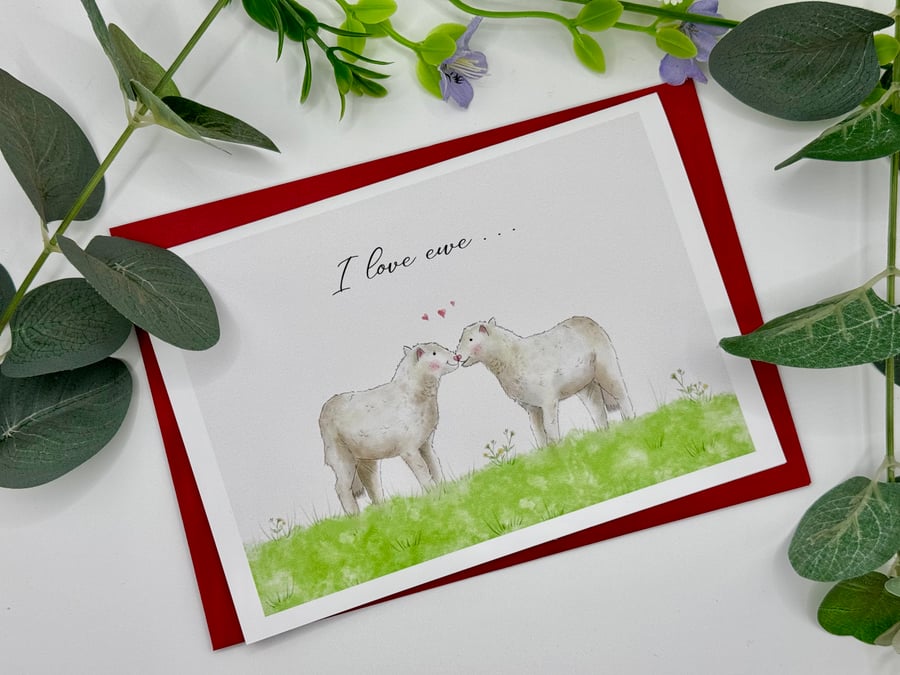 I love ewe valentines card sheep card Cute Anni... - Folksy