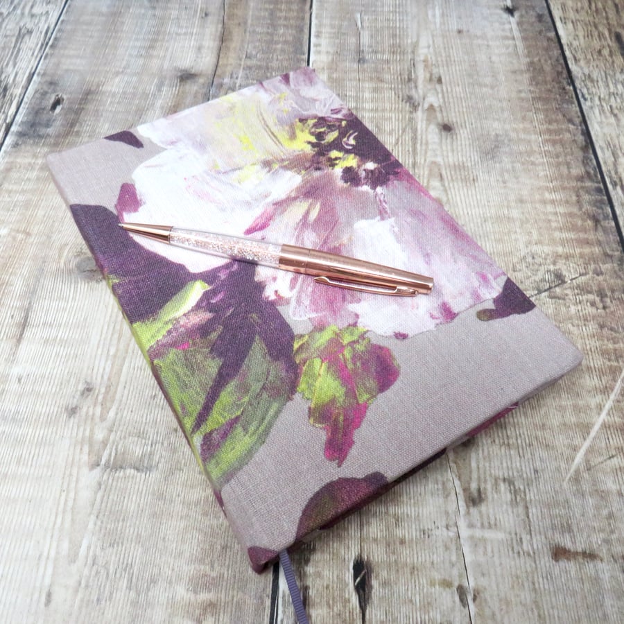Handmade floral fabric covered notebook - Folksy
