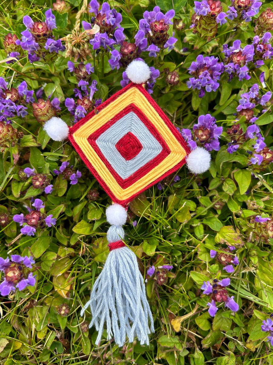 Mini Ojo de Dios mandala fridge magnet red, blu... - Folksy