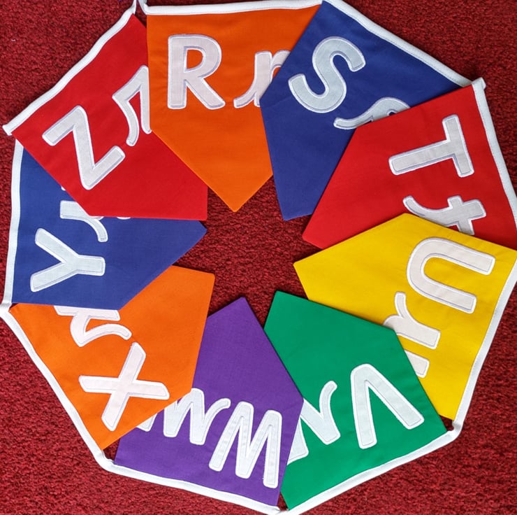 Capital and Cursive Case Alphabet Bunting Rainb... - Folksy