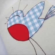 embroidered blue bird fabric notebook cover (A6... - Folksy